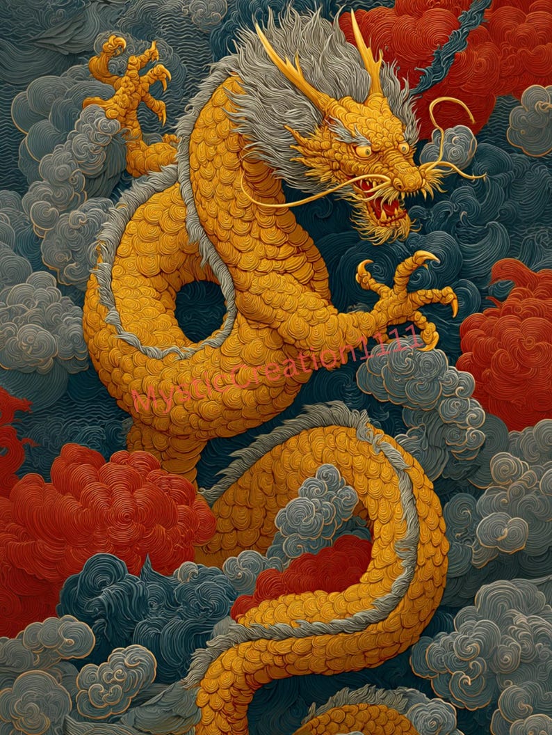 Decoupage Auspicious Chinese Dragon #713, Letter Size Rice Paper for ...