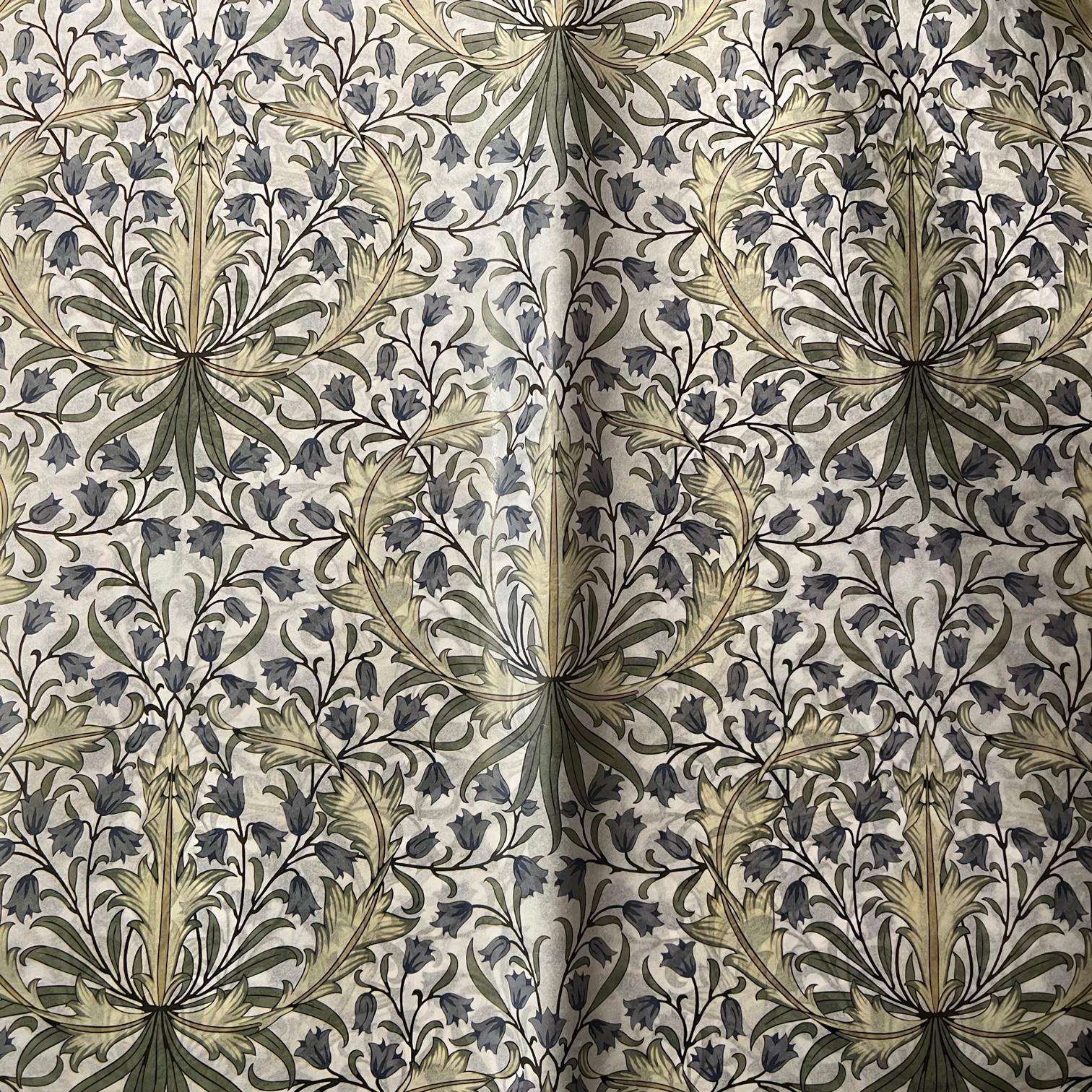 William Morris Tissue Paper, Green & Blue Retro Floral Pattern for ...