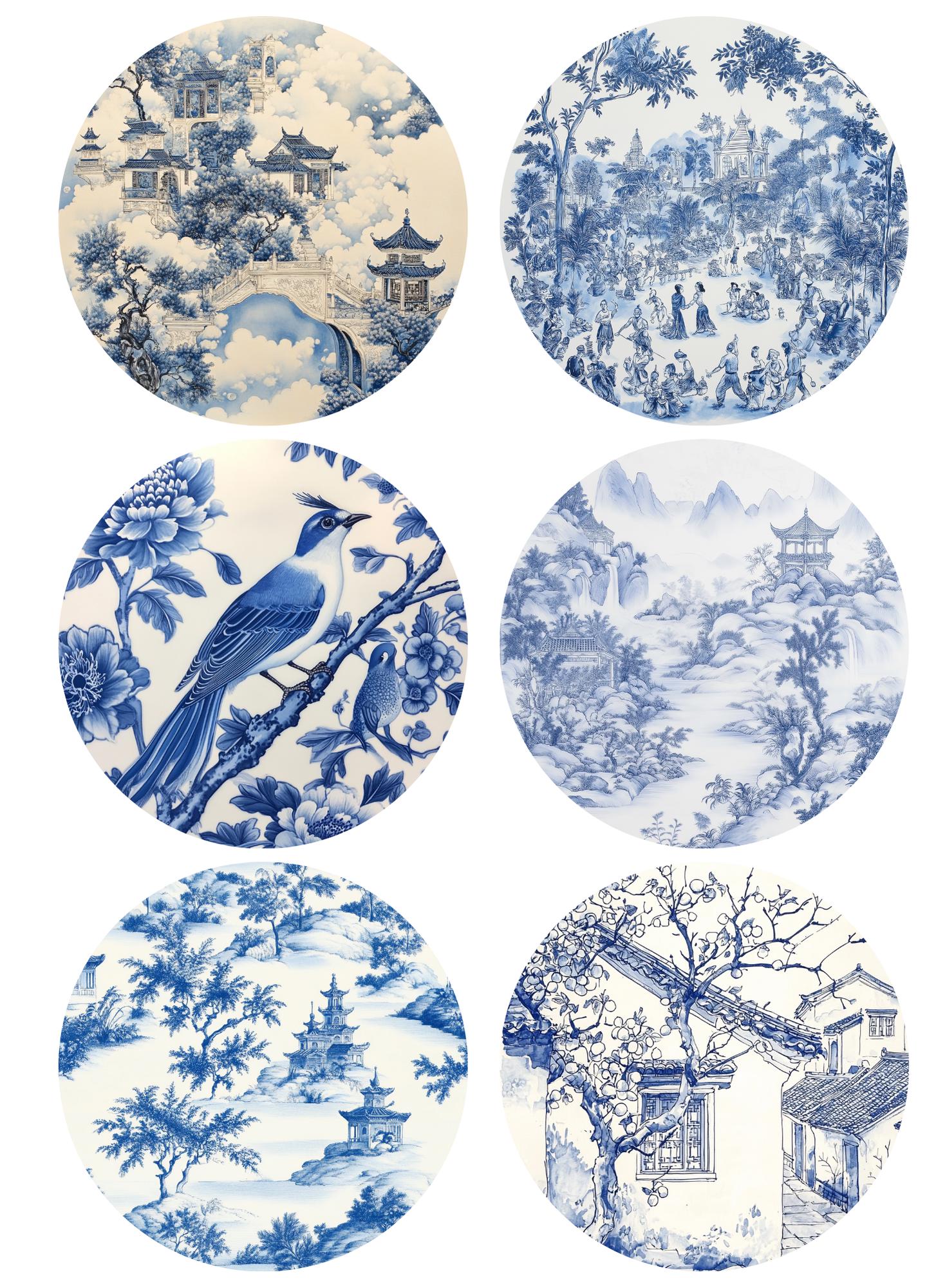 Decoupage Rice Paper With 6 Round Chinoiserie Patterns #10, Rice Paper ...