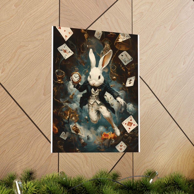 Alice in Wonderland White Rabbit Poster, Vintage Spring Decor, Nature ...