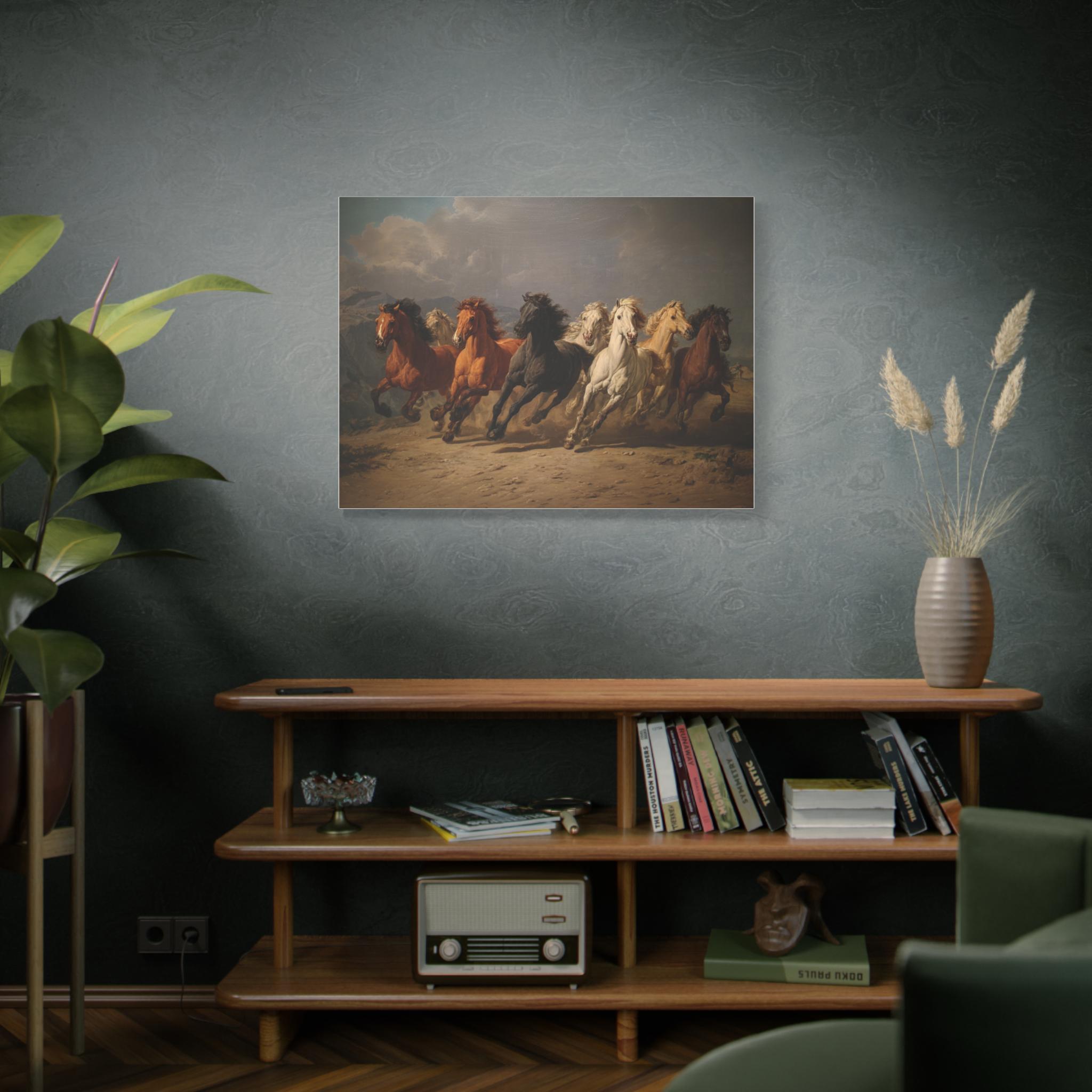 Eight Horses Eight Steeds Painting Canvas #2, Feng Shui Prosperity Wall ...