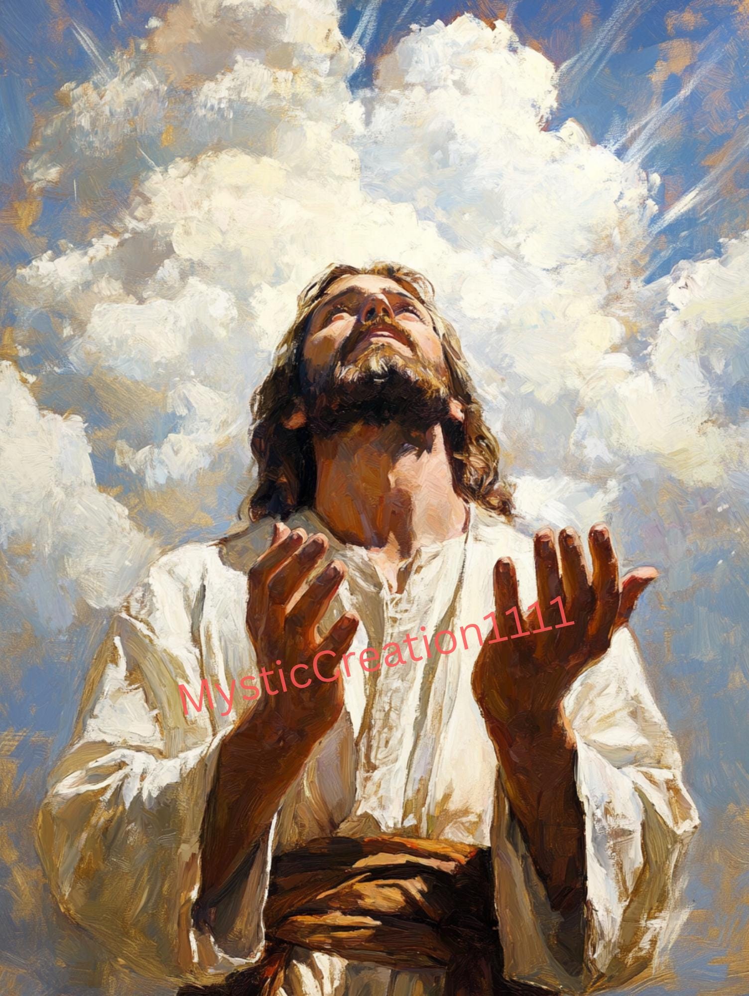 Decoupage Praying Jesus Christ Portrait #361, Letter Size Rice Paper ...