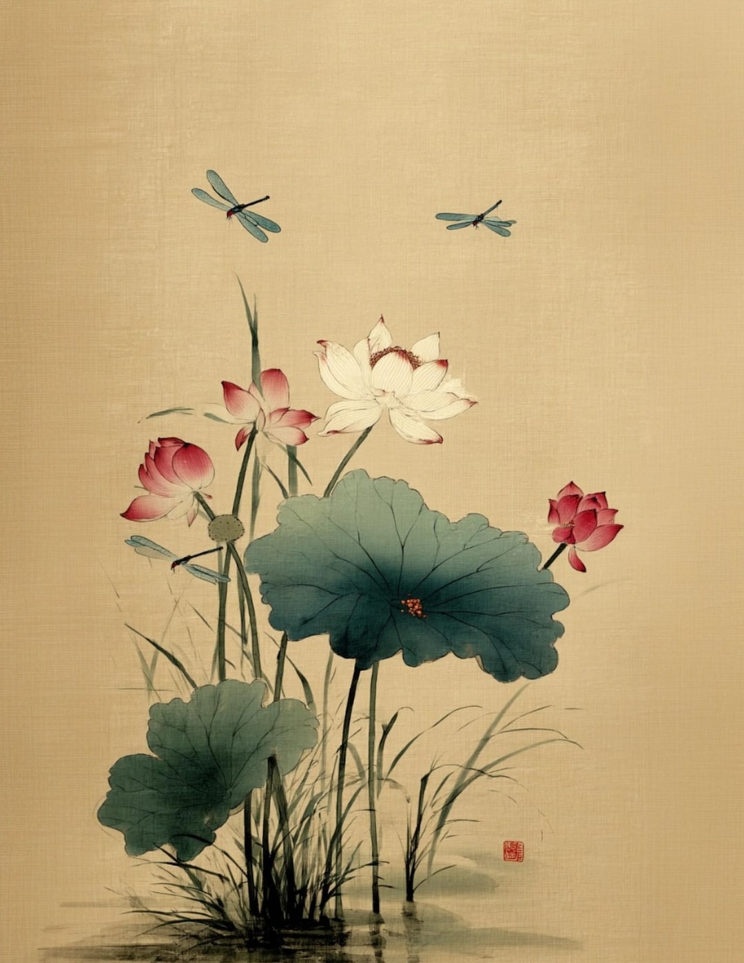 Decoupage Paper Chinoiserie Oriental Chinese Flower Ink Painting Art ...