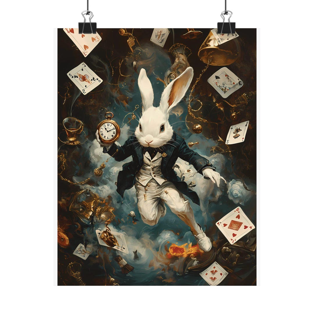 Alice in Wonderland White Rabbit Poster, Vintage Spring Decor, Nature ...