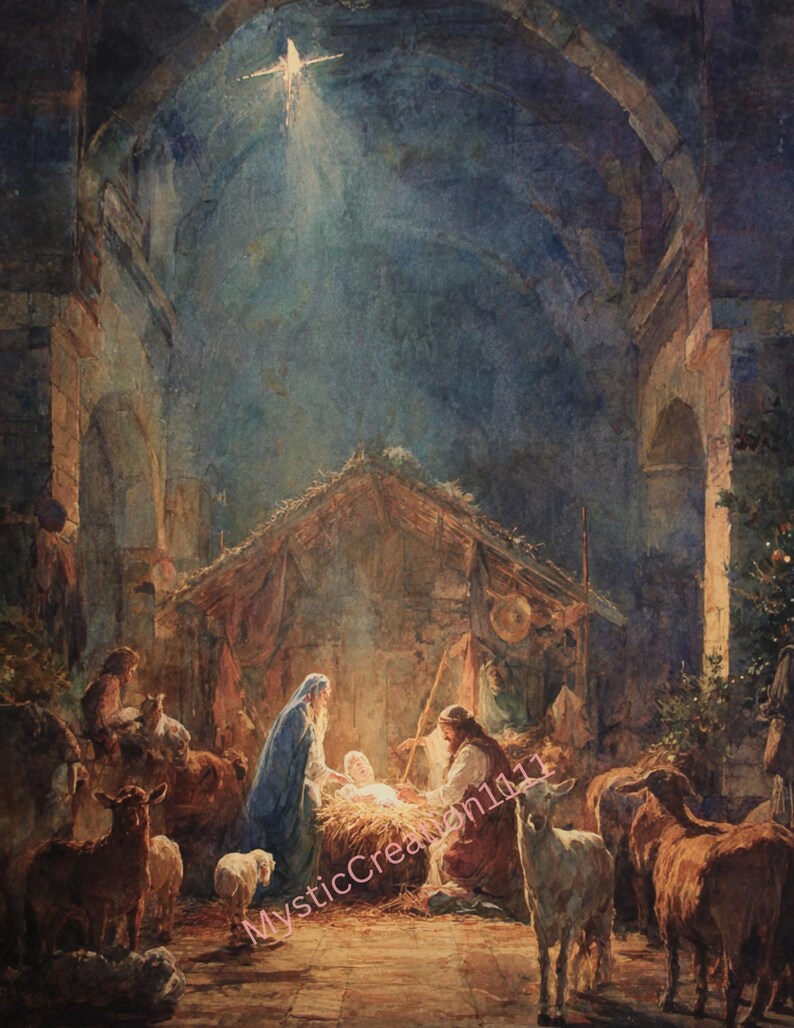 Decoupage Paper Nativity Scene Bundle #743, Letter Size Rice Paper or ...