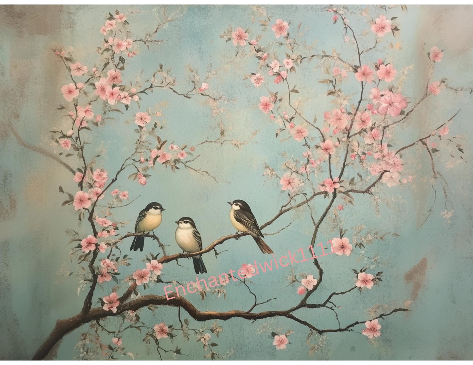 Decoupage Rice Paper Chinoiserie Floral Bird French Toile #111, Letter ...