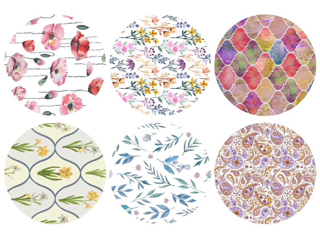 Decoupage Rice Paper With 6 Round Patterns #2, for DIY Crafts, Rice ...