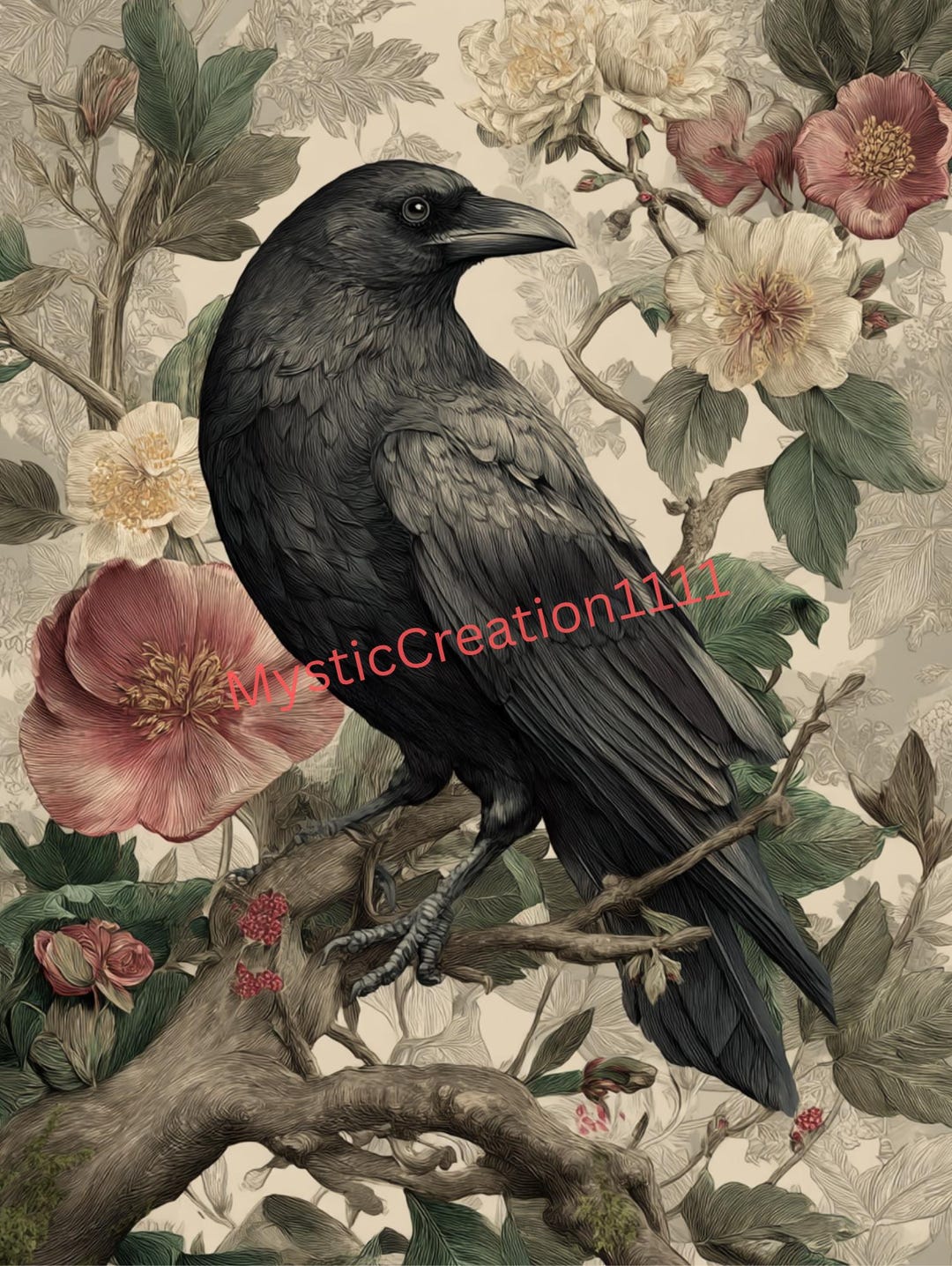 Decoupage Rice Paper Halloween Crow Flowers #391, Rice Paper for ...