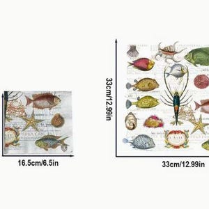 Ocean Themed Napkin for Decoupage, Fish Shell Lobster Sea Star Napkin ...