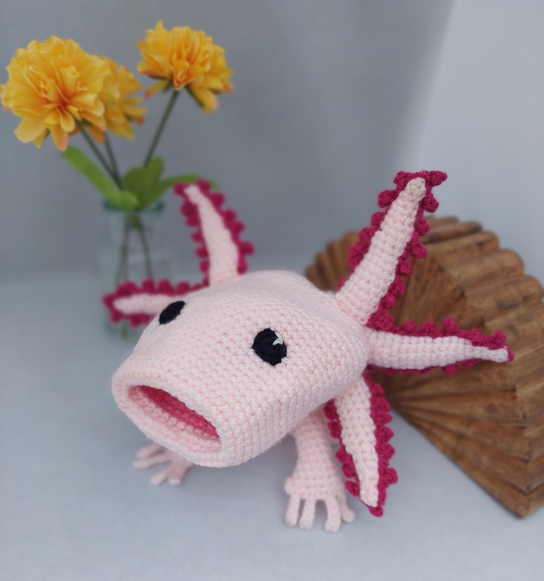 Axolotl Hand Puppet and Worm Crochet Pattern PDF - Realistic Talking ...