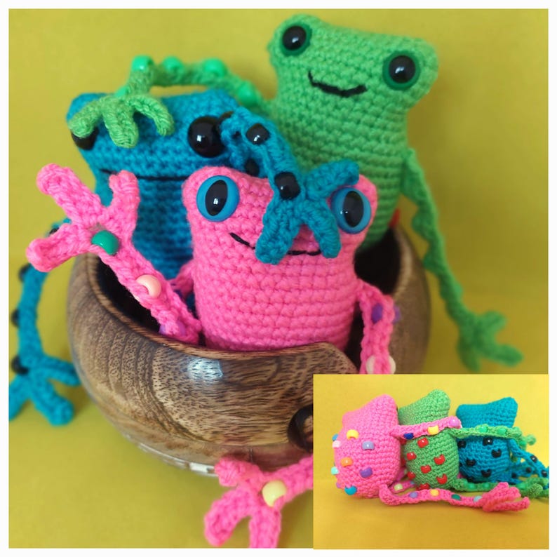 Leggy Fidget Frog - No-sew Crochet Pattern With 9mm Pony Beads. Posable ...