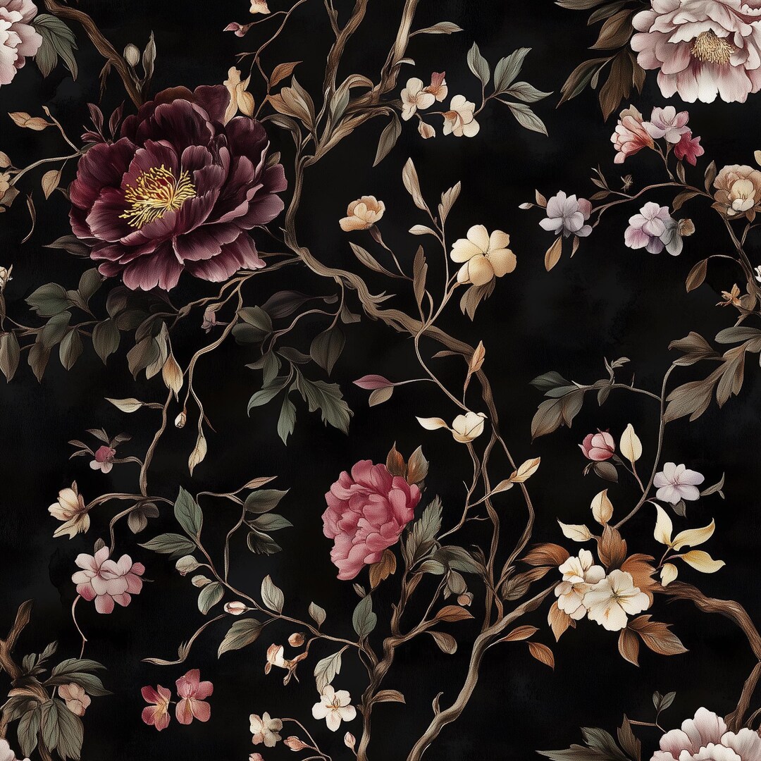 Moody Floral Wallpaper | Peel and Stick, Removable, Pre-pasted | Dark ...