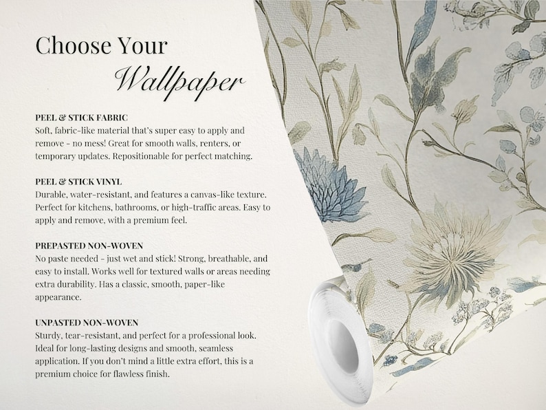 Blue Thistle Floral Wallpaper | Vintage Watercolor Botanical, Light ...