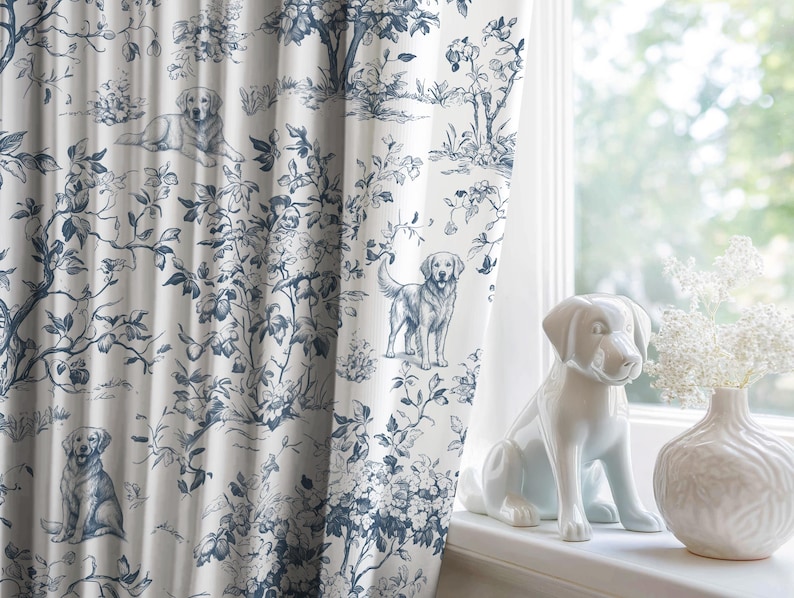 Sheer Curtains or Blackout Curtains | Vintage Golden Retriever Dog ...