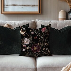 Moody Floral Throw Pillow | Romantic Gothic Chinoiserie | Dark Academia ...