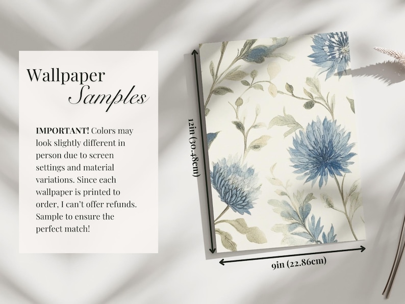 Blue Thistle Floral Wallpaper | Vintage Watercolor Botanical, Light ...