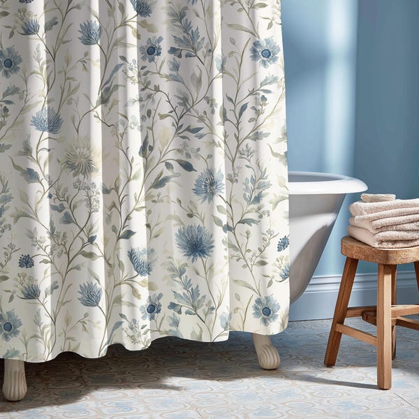 Blue Thistle Curtain - Etsy