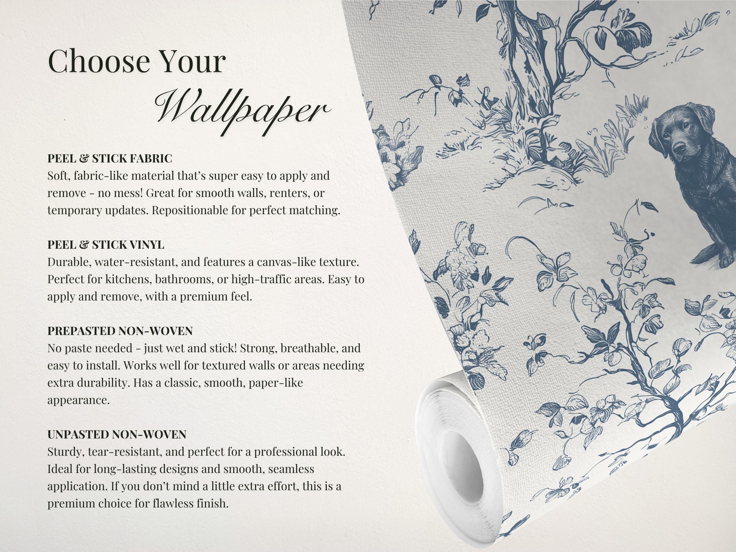 Custom Color Dog Wallpaper, Black Labrador Toile De Jouy, Whimsical ...