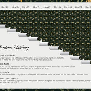 Dark Green Botanical Wallpaper | Art Nouveau Bumble Bee Floral Cottagecore Decor | Peel and ...