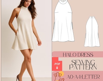 Halter V-neck Dress Sewing Pattern (PDF) - Etsy