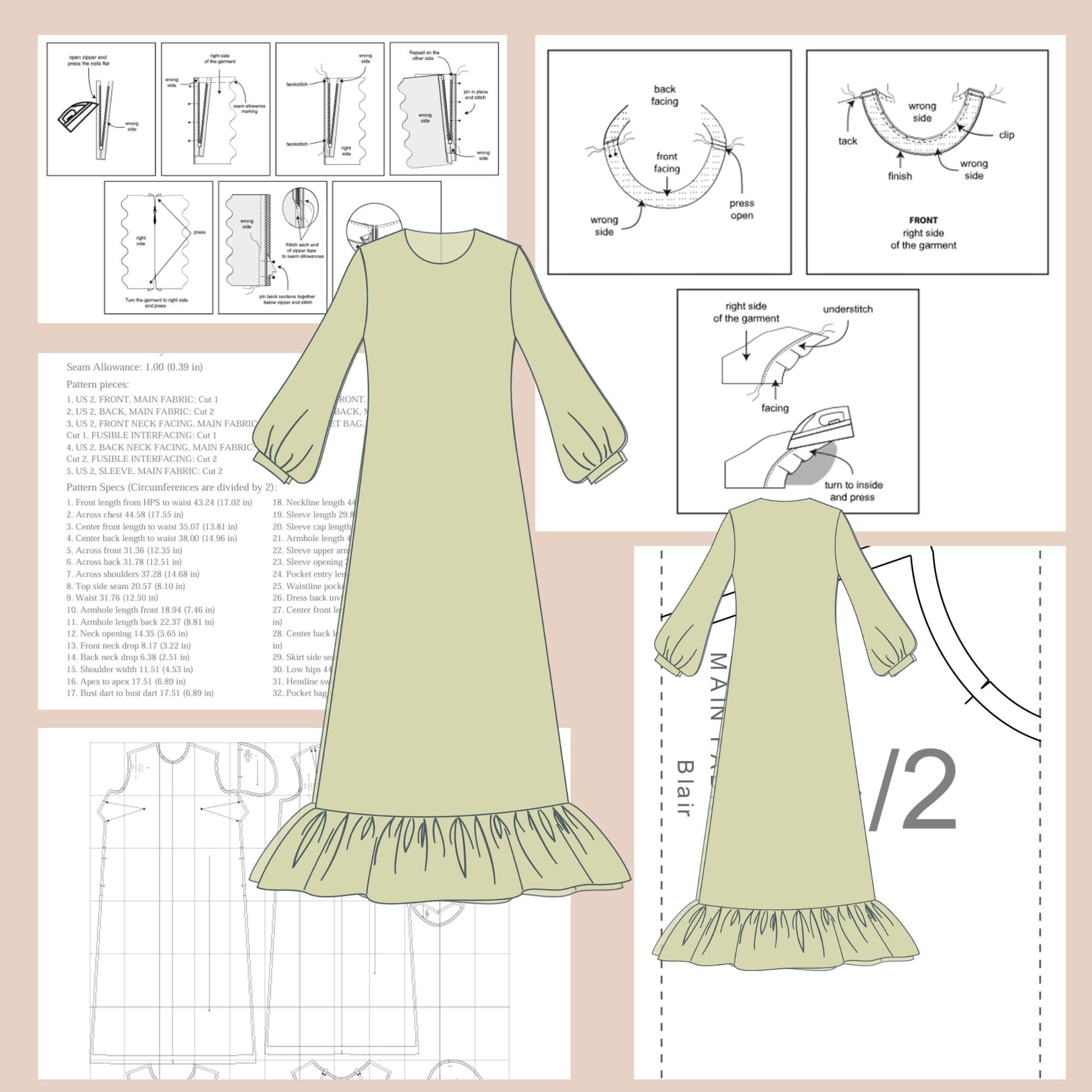 Maxi Modest Dress Hijab Abaya Sewing Pattern Robe Kaftan Muslim Dress ...