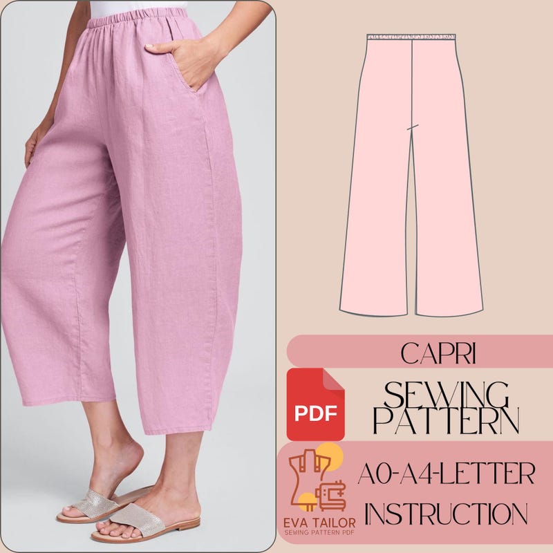 Capri Pants Pattern - Etsy