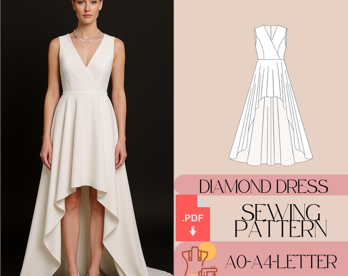 High Low Skater Dress PDF Printable Sewing Pattern and Step by Step ...
