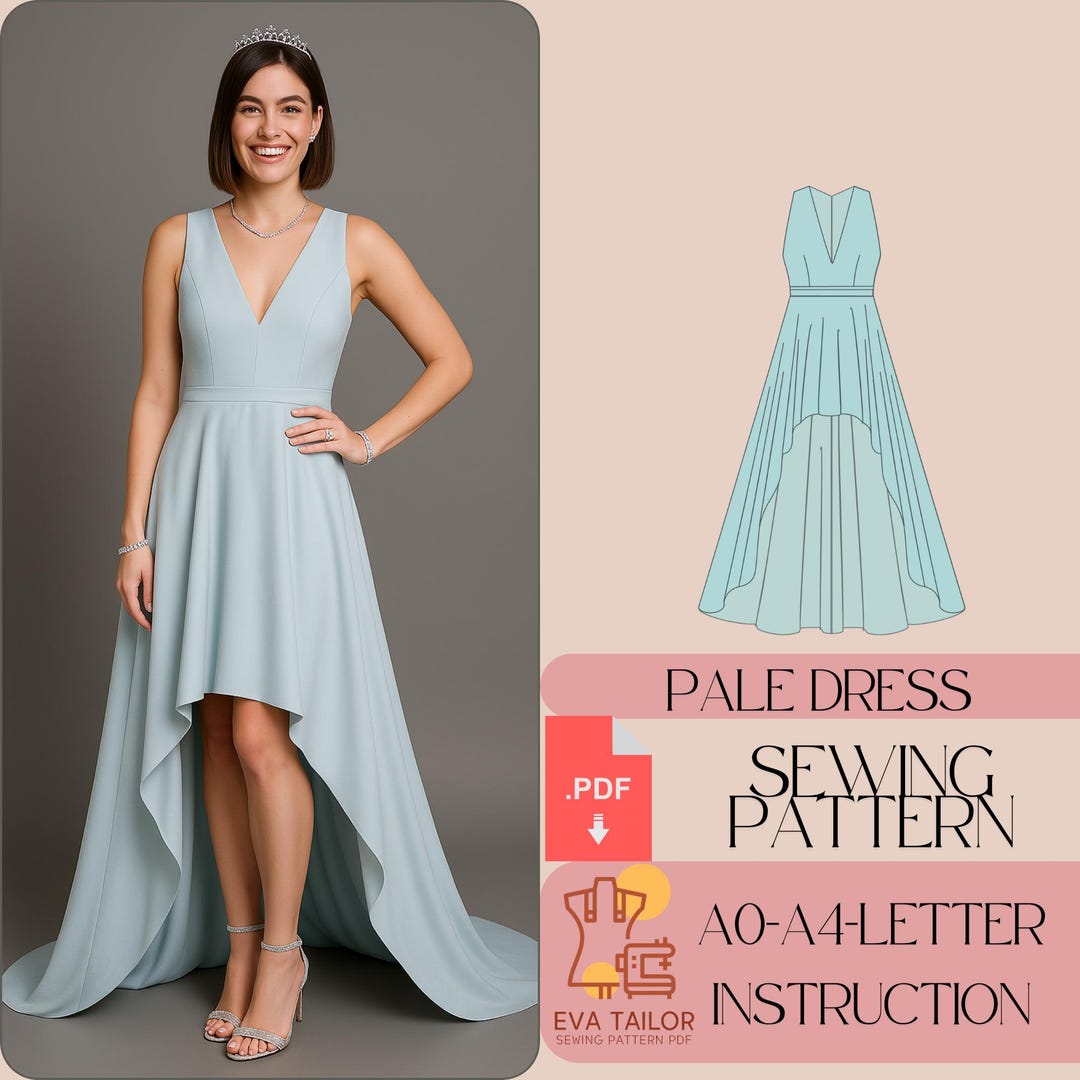 Hi Low Prom Dress Sewin Pattern V Neck Maxi Dress Pattern Bridal Gown ...