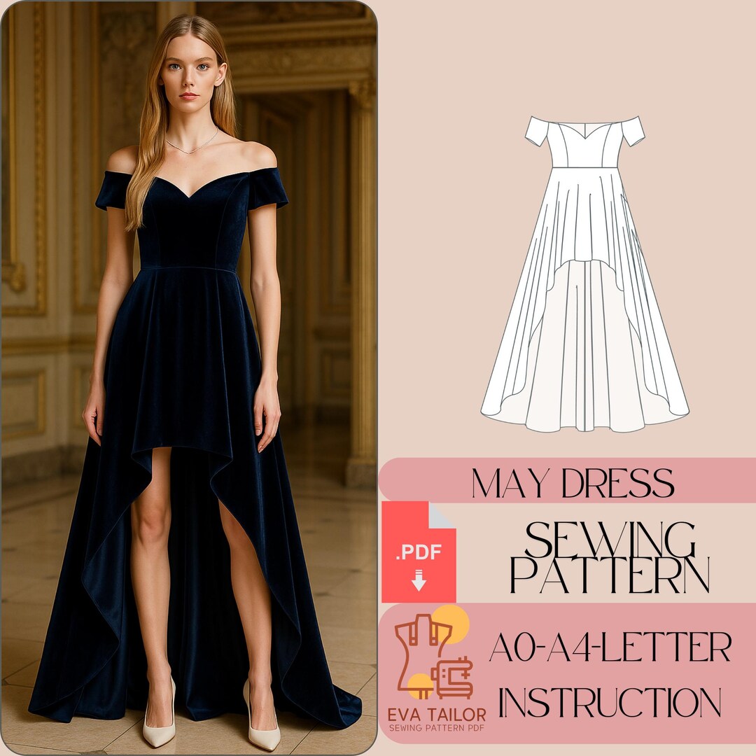 Off Shoulder Prom Dress Sewing Pattern Ball Gown Bridesmaid Dress ...