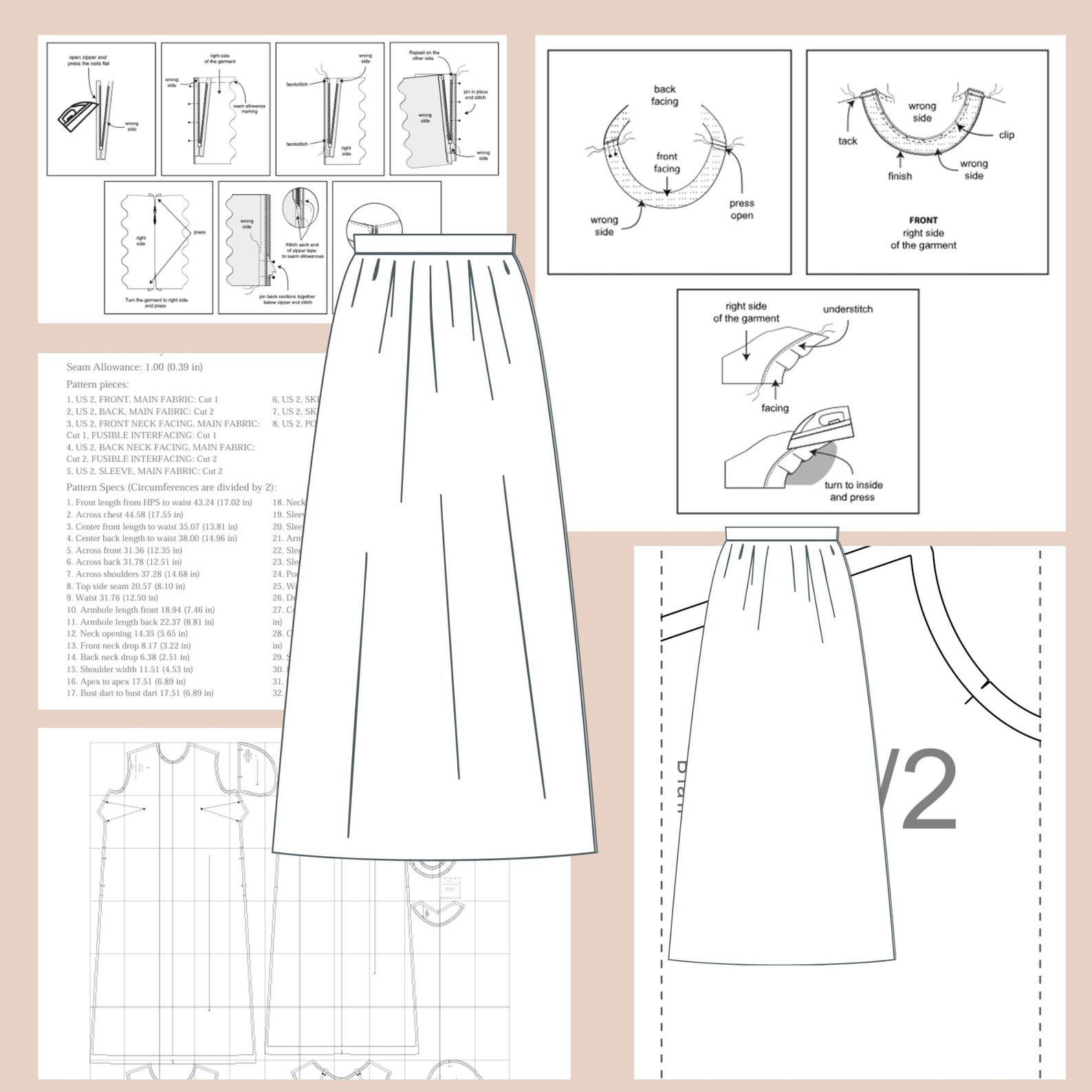 Long Gathered Skirt Sewing Pattern, Easy Summer Skirt (PDF) - Etsy