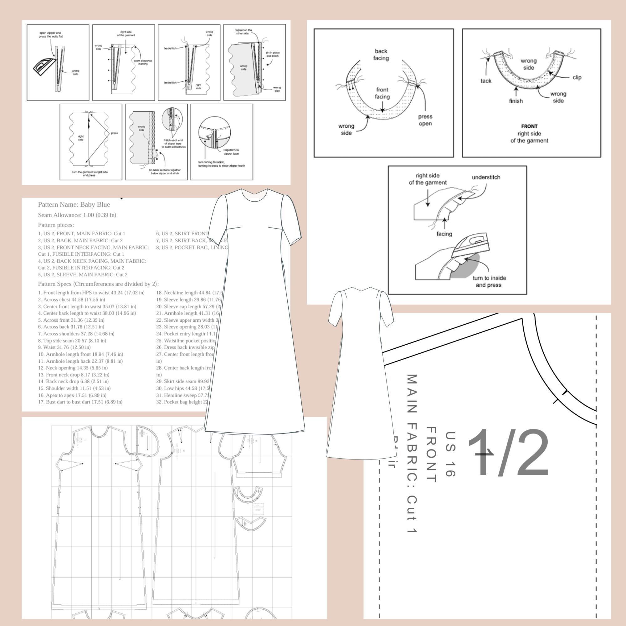 Summer Short Sleeve Dress Sewing Pattern PDF, DIY Boho Dress Digital ...