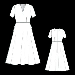 V-neck Flared Wedding Dress Sewing Pattern (PDF) - Etsy