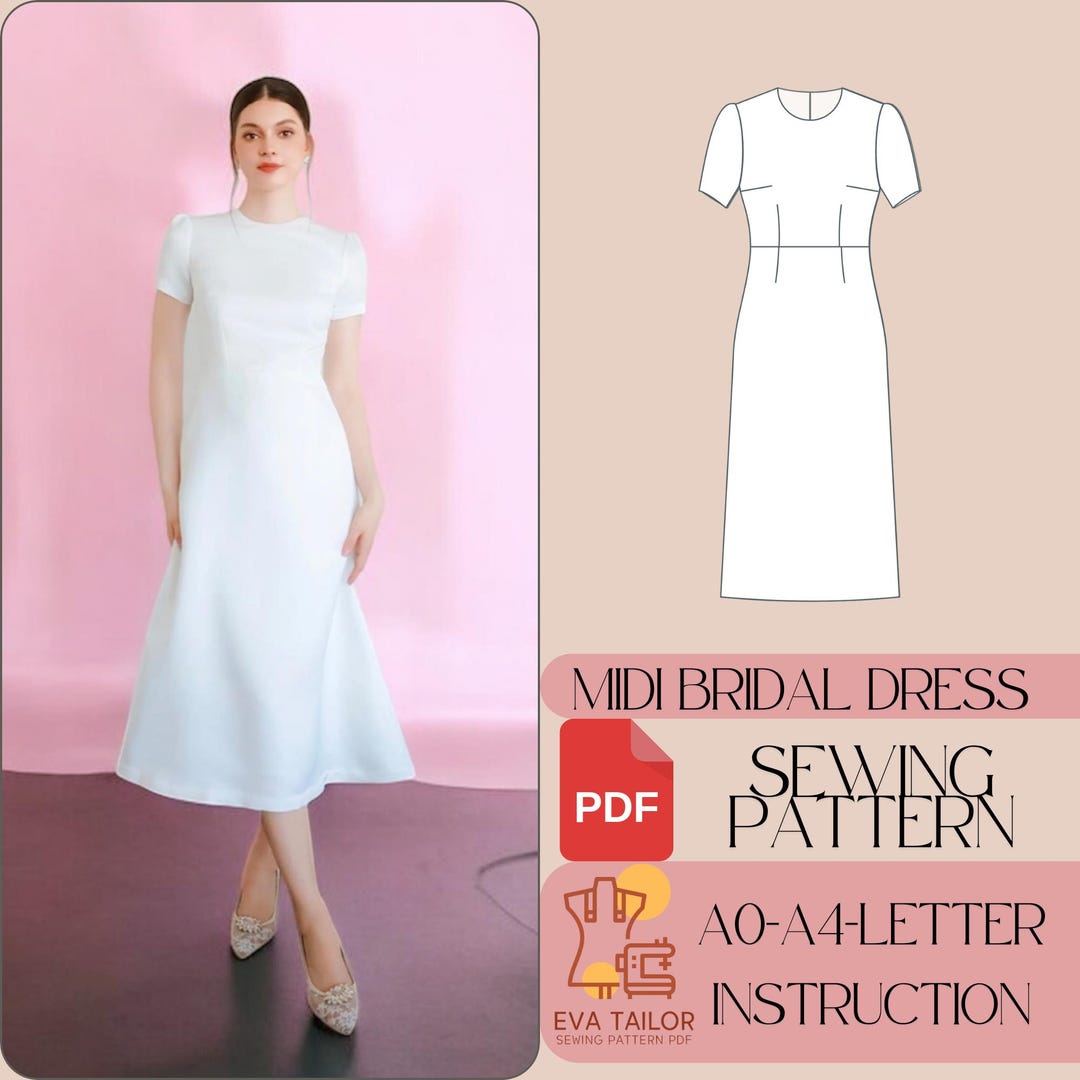 Midi Bridal Dress Sewing Pattern (PDF) - Etsy