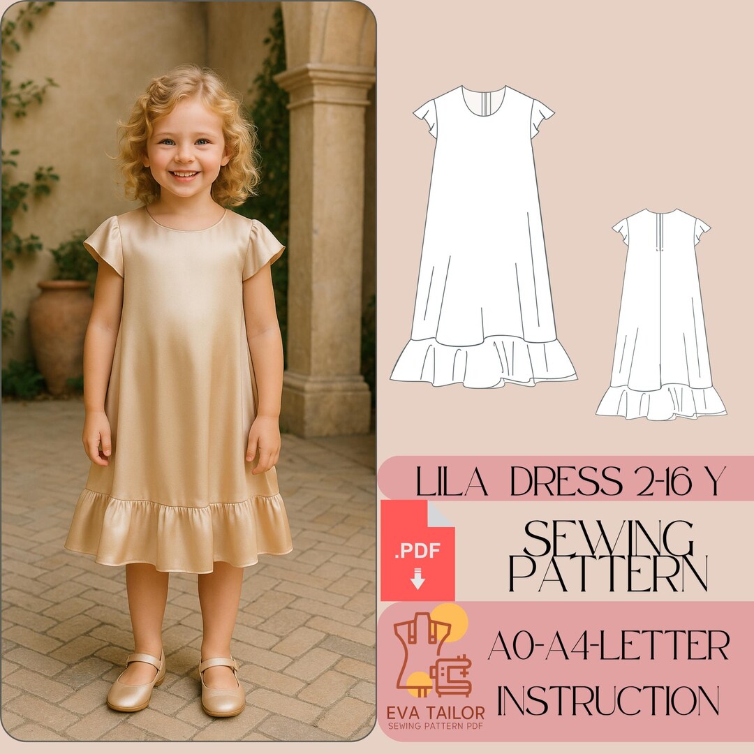 Girls Flounce Skirt Dress Sewing Pattern (PDF) - Etsy