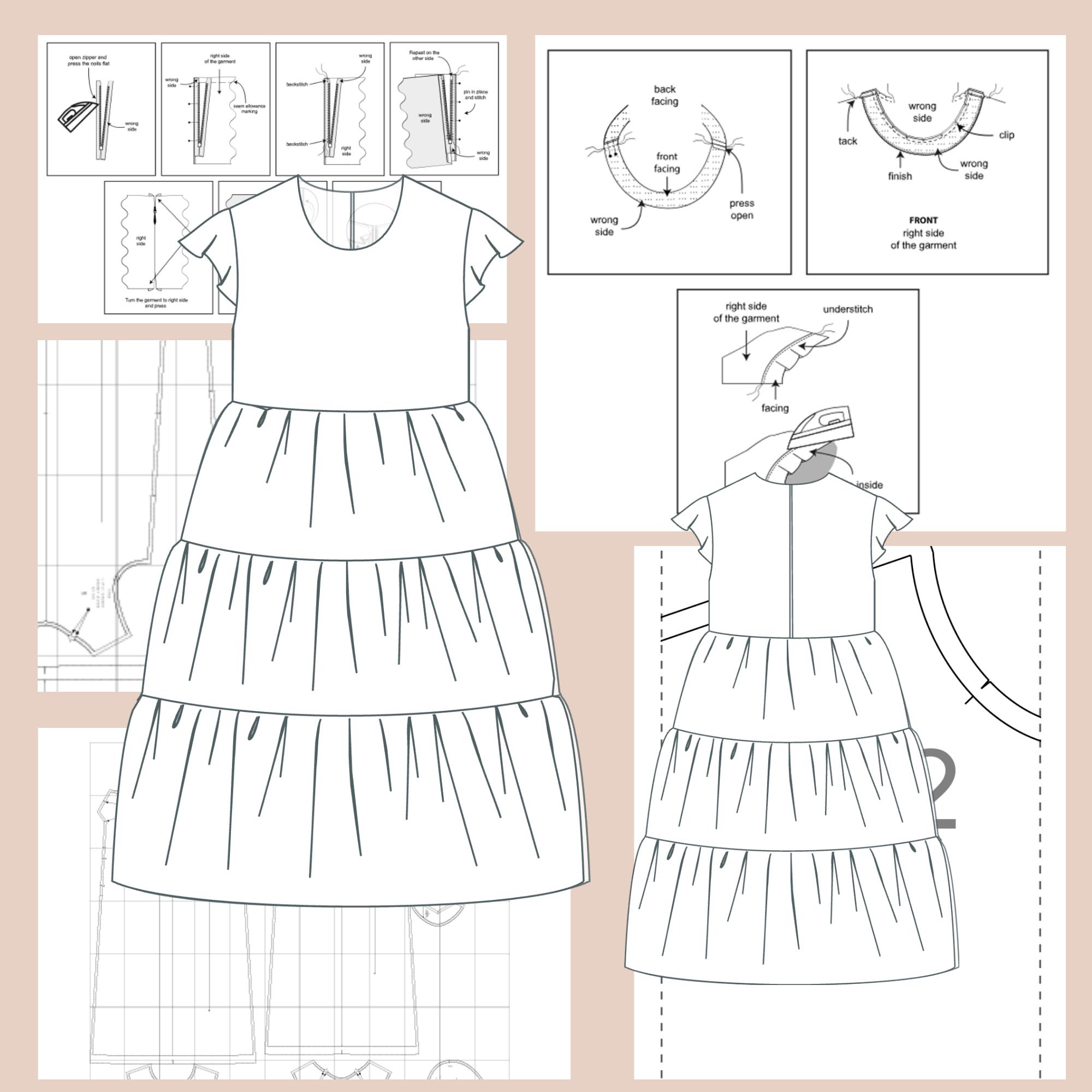 Girls Tiered Dress Sewing Pattern, Kids Toddler Beginner PDF (instant ...