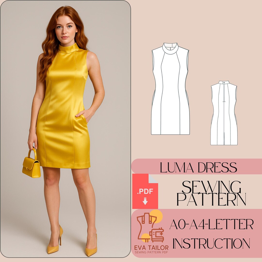 Mini Dress Sewing, Cocktail Evening Dress (PDF Pattern A0-A4-LETTER) - Etsy