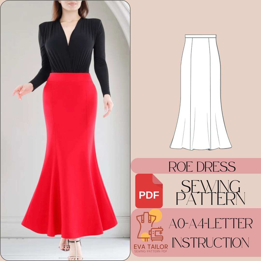 Trumpet Skirt Sewing Pattern, Beginner Friendly (PDF Pattern) - Etsy