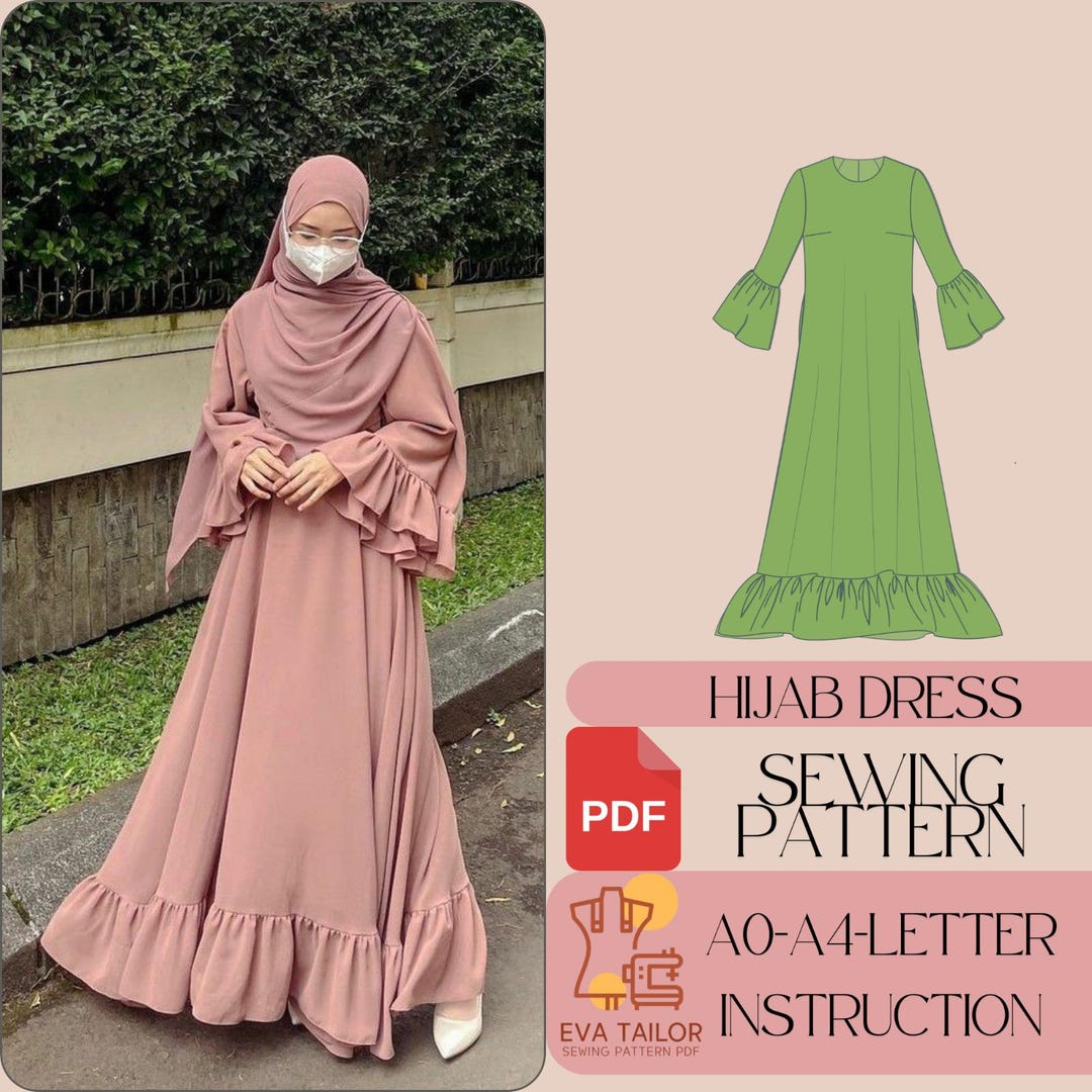 Modest Hijab Maxi Dress Sewing Pattern, Plus Size (digital PDF) - Etsy