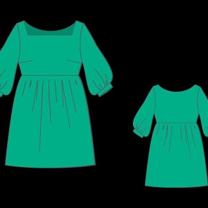 Puff Sleeve Evening Dress Sewing Pattern, Mini Coctail Dress Digital ...