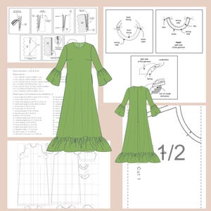 Modest Dress Sewing Pattern, Hijab Dress, Evening Dress Pattern, Maxi ...