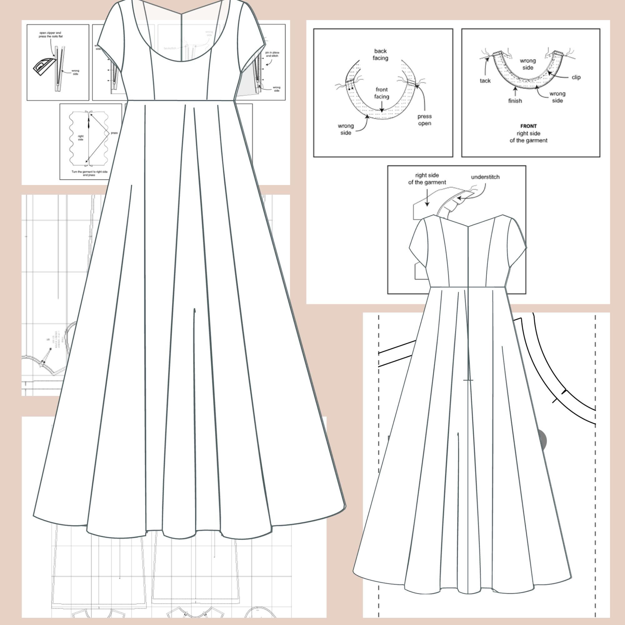 Regency Empire Waist Dress Sewing Pattern (PDF) - Etsy