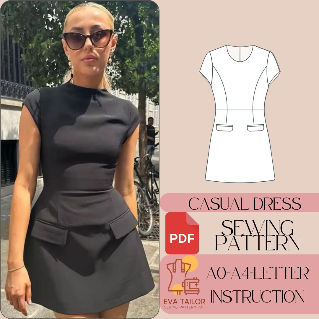 A Line Mini Dress Pattern Bridesmaid Dress Cocktail Dress Sewing ...