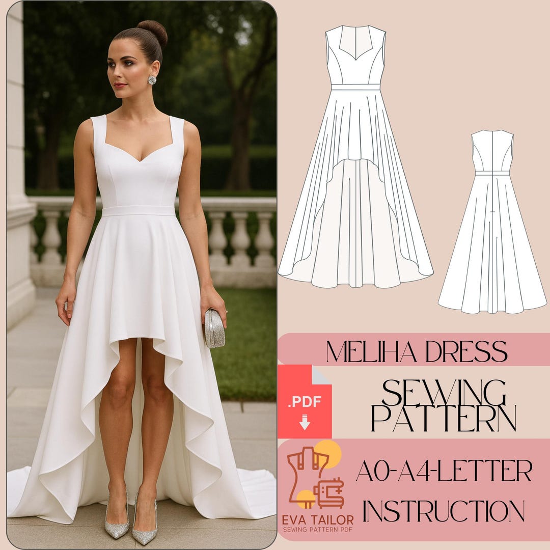 Hi Low Dress Sewing Pattern: Bridal, Prom, Ball Gown (PDF Pattern) - Etsy