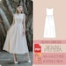 Midi Cocktail Dress Sewing Pattern Boat Neck Gathered Dress PDF Digital ...