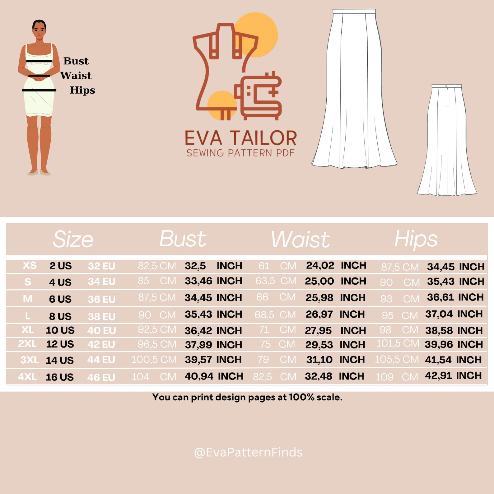 Trumpet Skirt Sewing Pattern, Beginner Friendly (PDF Pattern) - Etsy