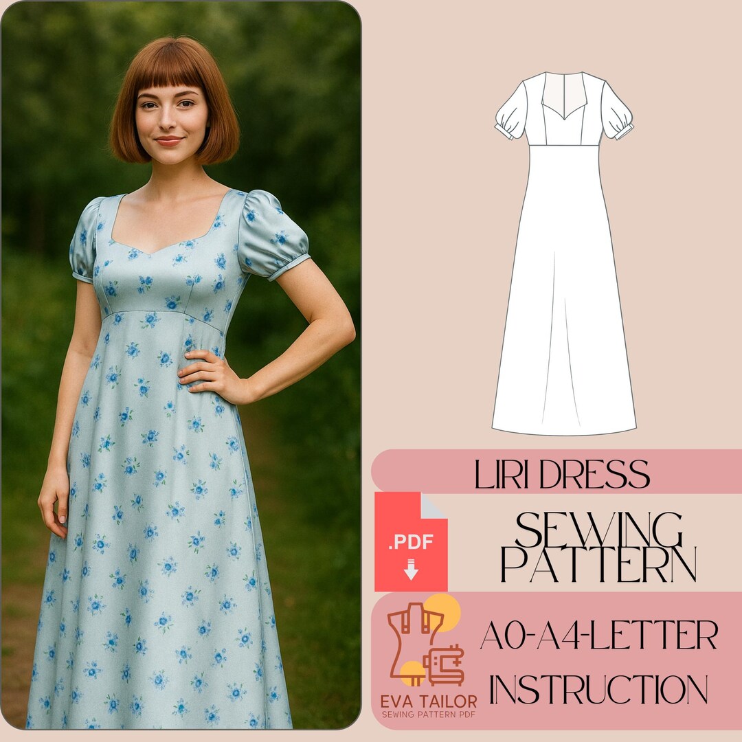 Regency Dress Sewing Pattern: Sweetheart Neckline, Ball Gown (PDF ...