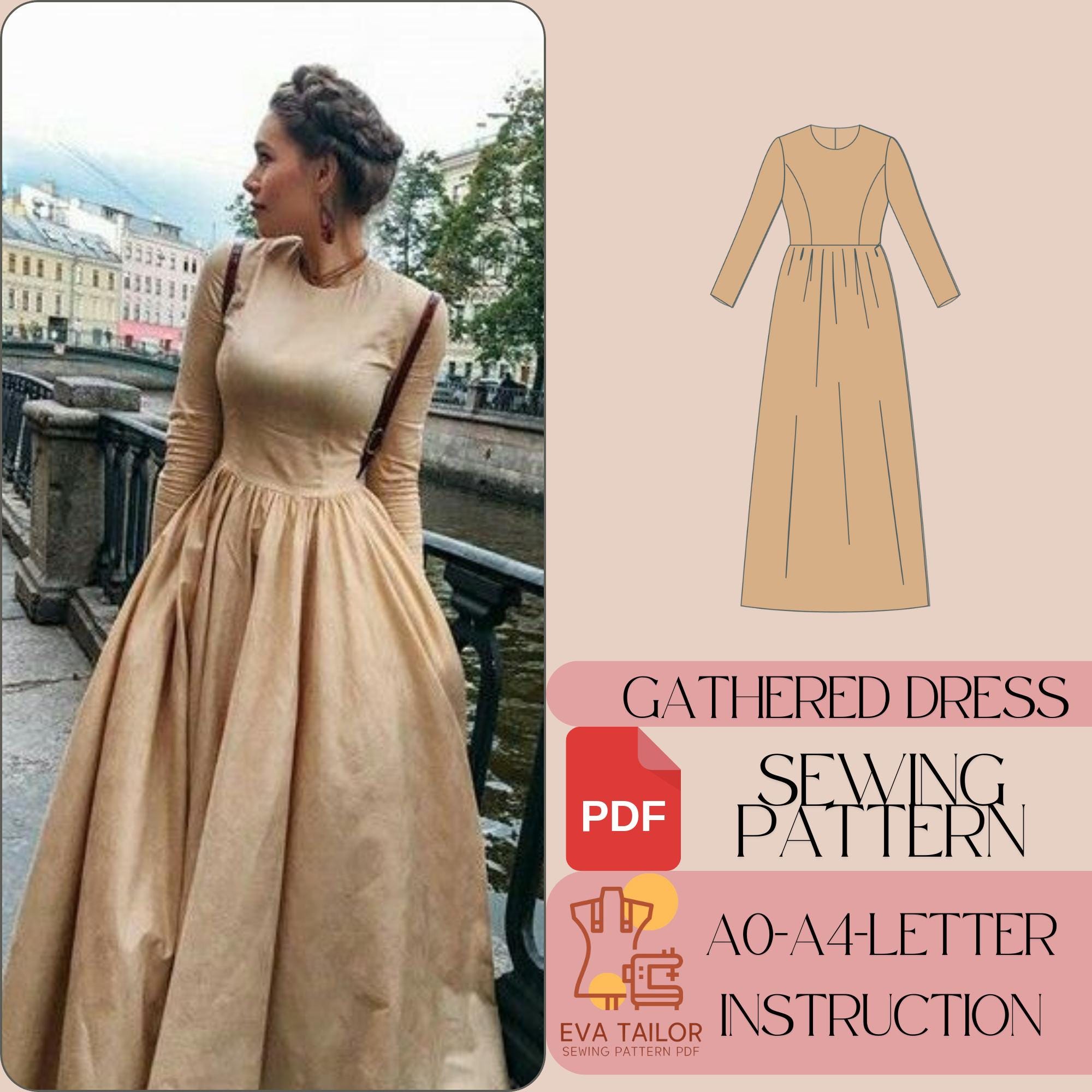 Boho Wedding Dress Sewing Pattern, Prom Dress Sewing Digital Pattern ...