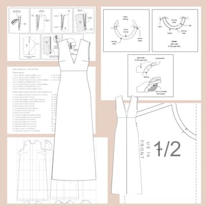 Deep V Neck A-line Dress Sewing Pattern (PDF Pattern) - Etsy