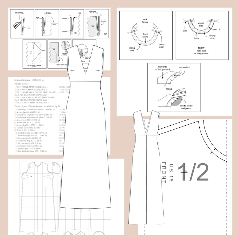 Deep Vneck Summer Dress Sewing Pattern