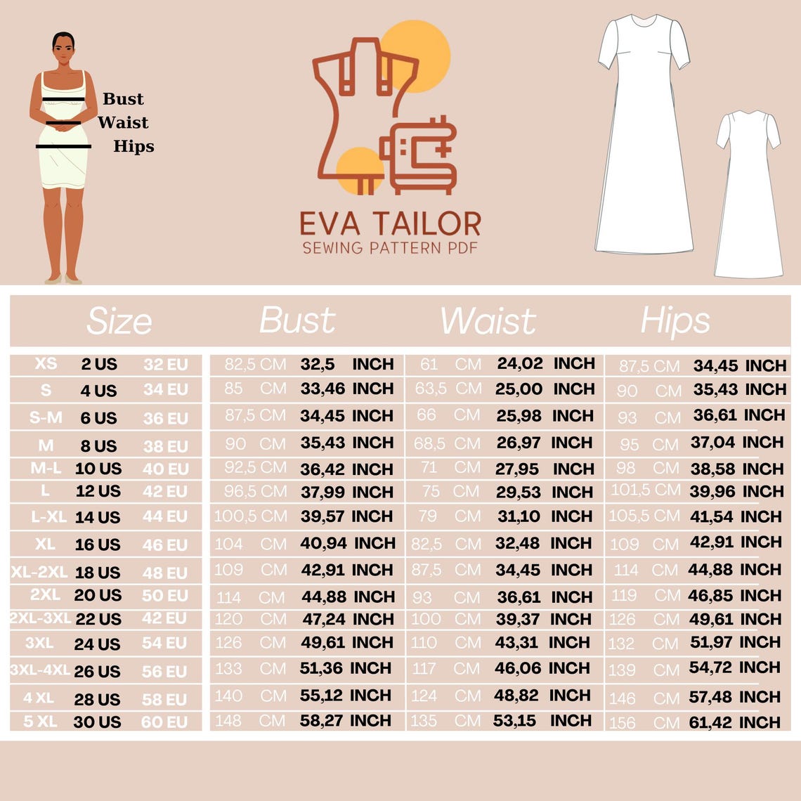 Summer Short Sleeve Dress Sewing Pattern PDF, DIY Boho Dress Digital ...